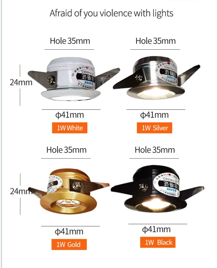 【35mm hole】Downlight Mini Spotlight 1w LED Bulb Light Ceiling Room ...