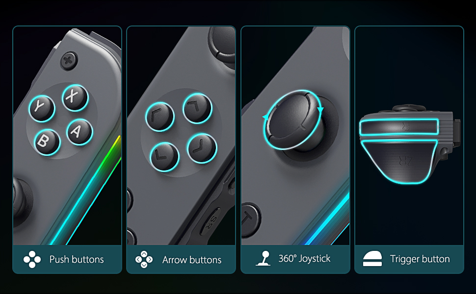 7-Color of Led Joycons Controller for Switch/OLED/Lite,Switch Joy Con ...