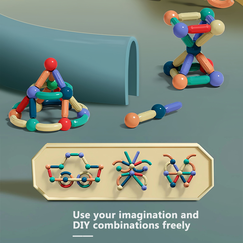 【Lemonu Baby】Magnetic Toys 108PCS Kids Magnetic Stick Balls Building ...