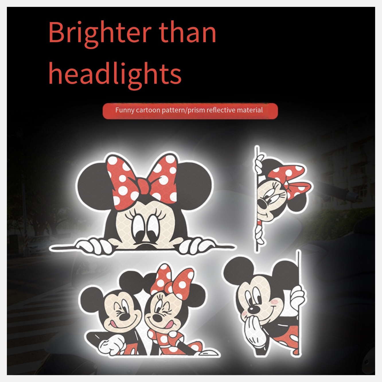 HL Cute Mickey and Minnie reflective car stickers Cartoon stickers ...