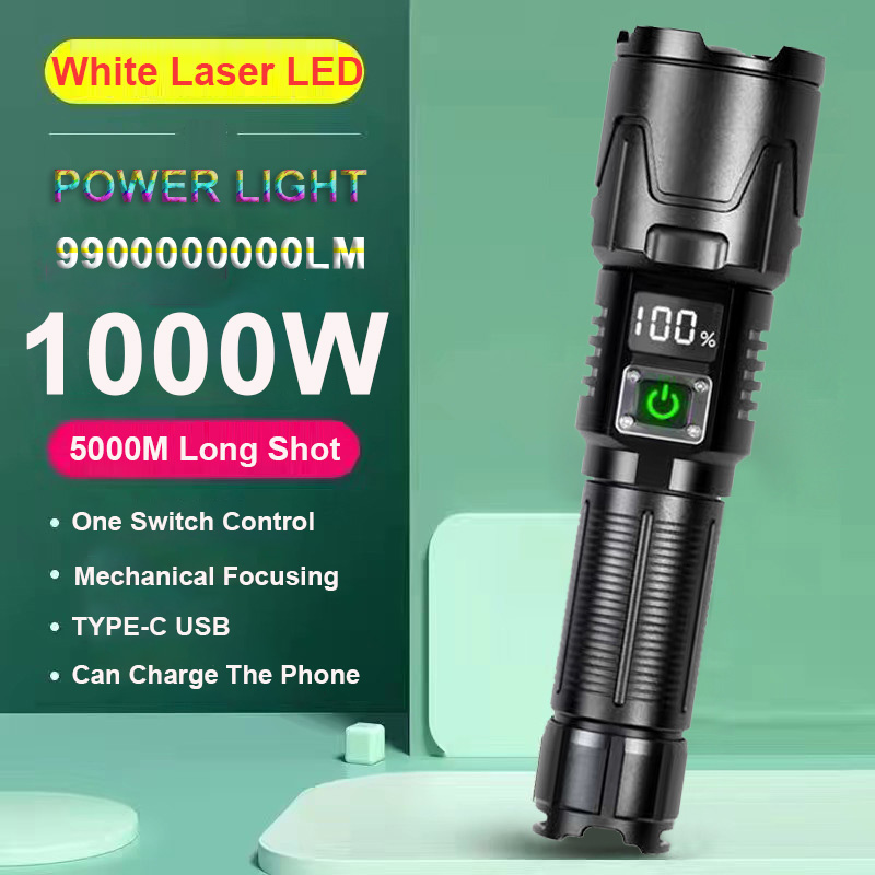 990000000LM flash lights rechargeable Strong Light 5000M long range ...