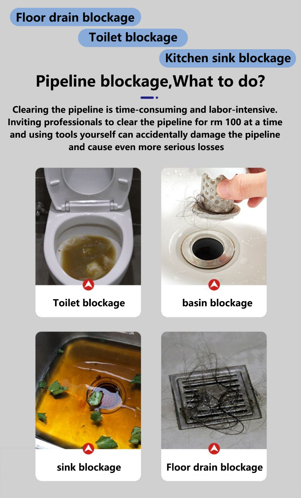 【Solve all congestion】Van Clog remover Pipe drain cleaner Drain clog ...