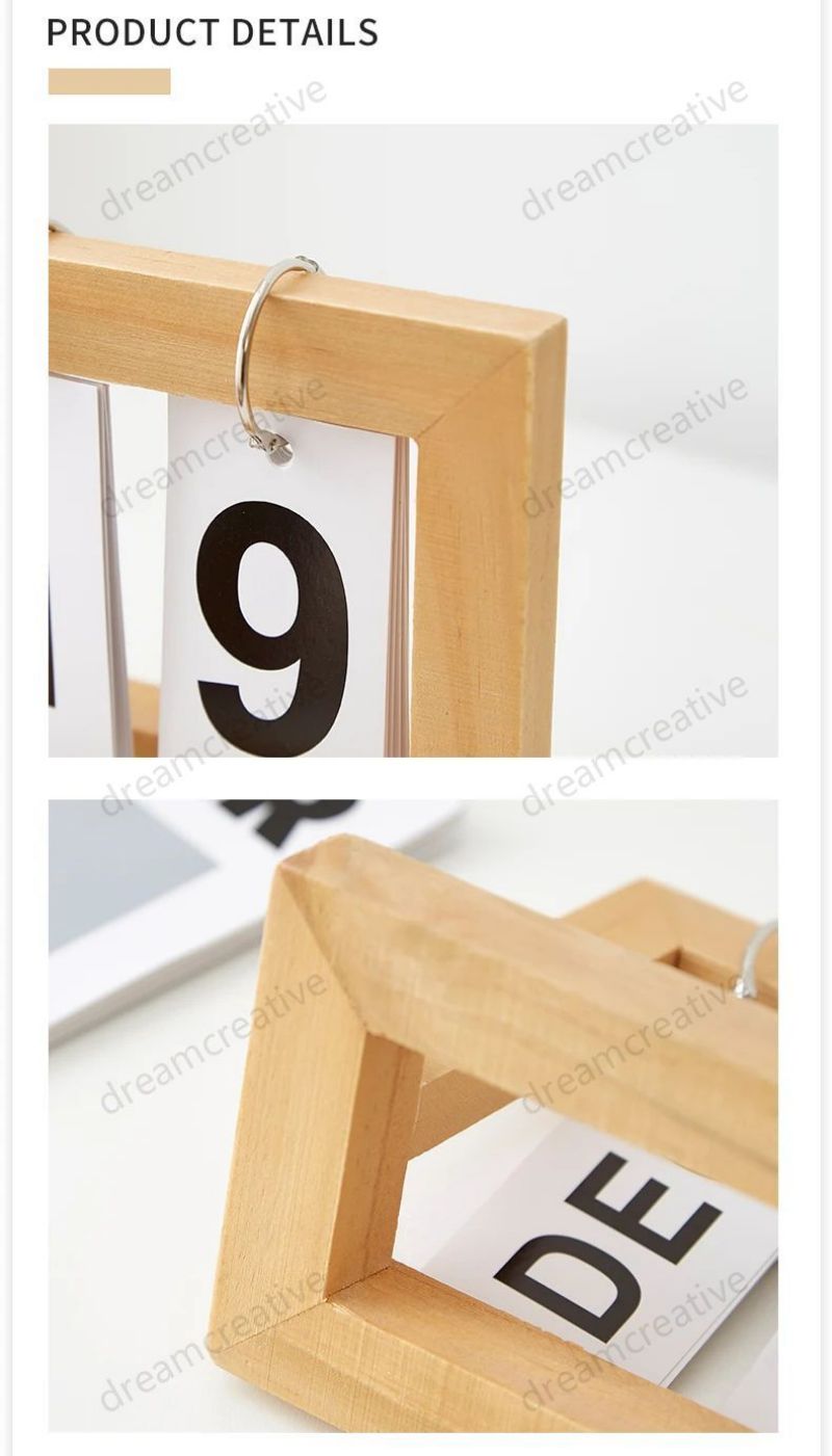 Wooden Calendar Nordic Simple Style Multicolor Flipping Wooden Desk ...