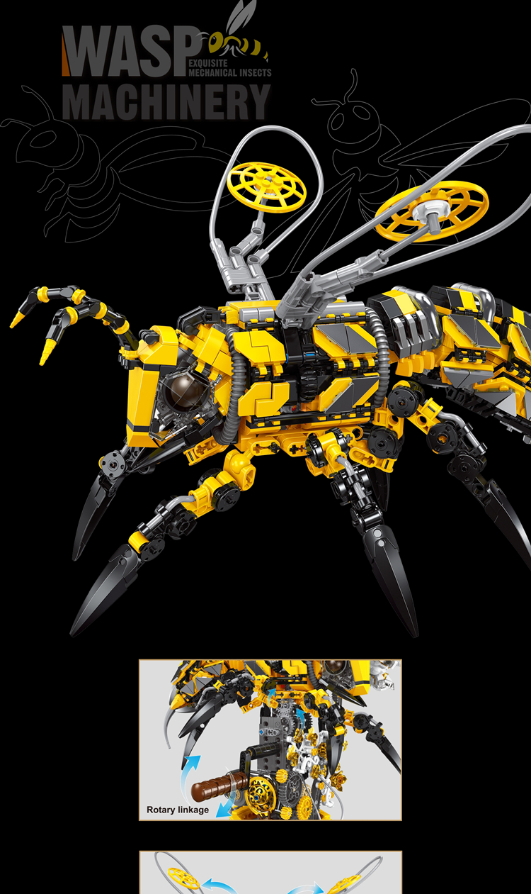 Mini Block 368Pcs Mechanical Little Insects Cyberpunk Mantis Beetle ...