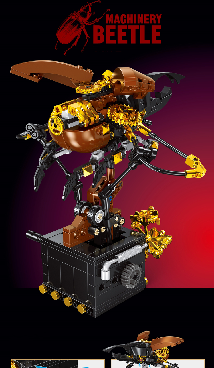 Mini Block 368Pcs Mechanical Little Insects Cyberpunk Mantis Beetle ...