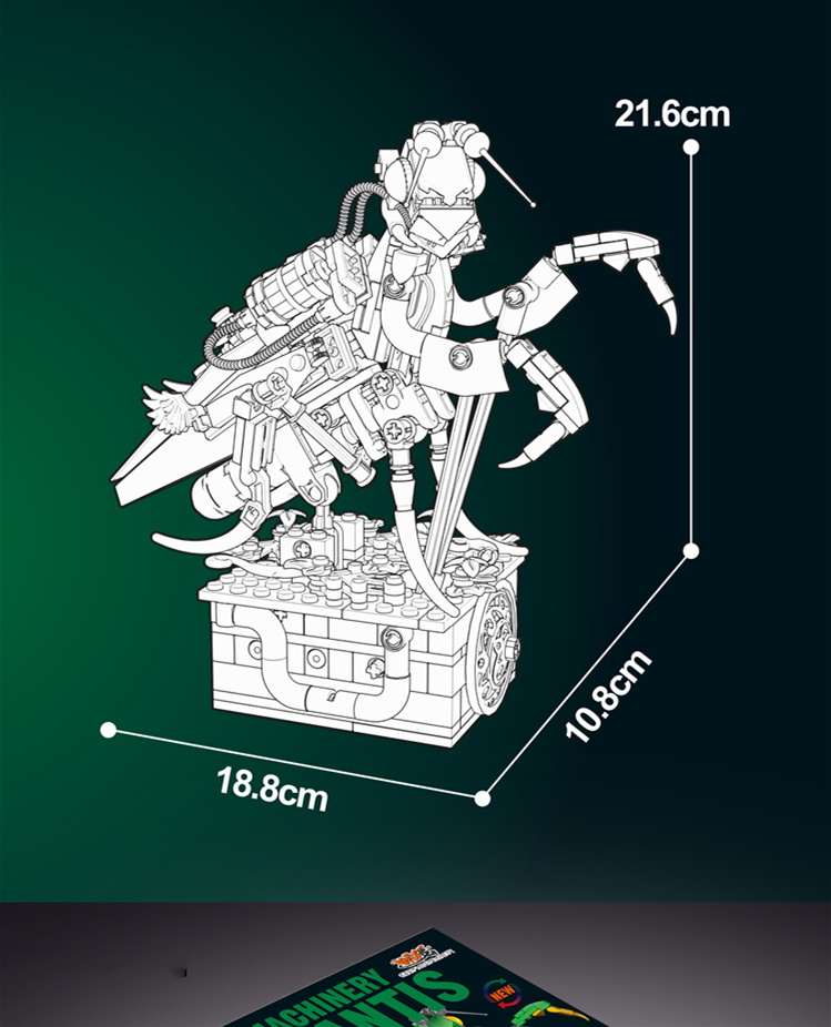 Mini Block 368Pcs Mechanical Little Insects Cyberpunk Mantis Beetle ...