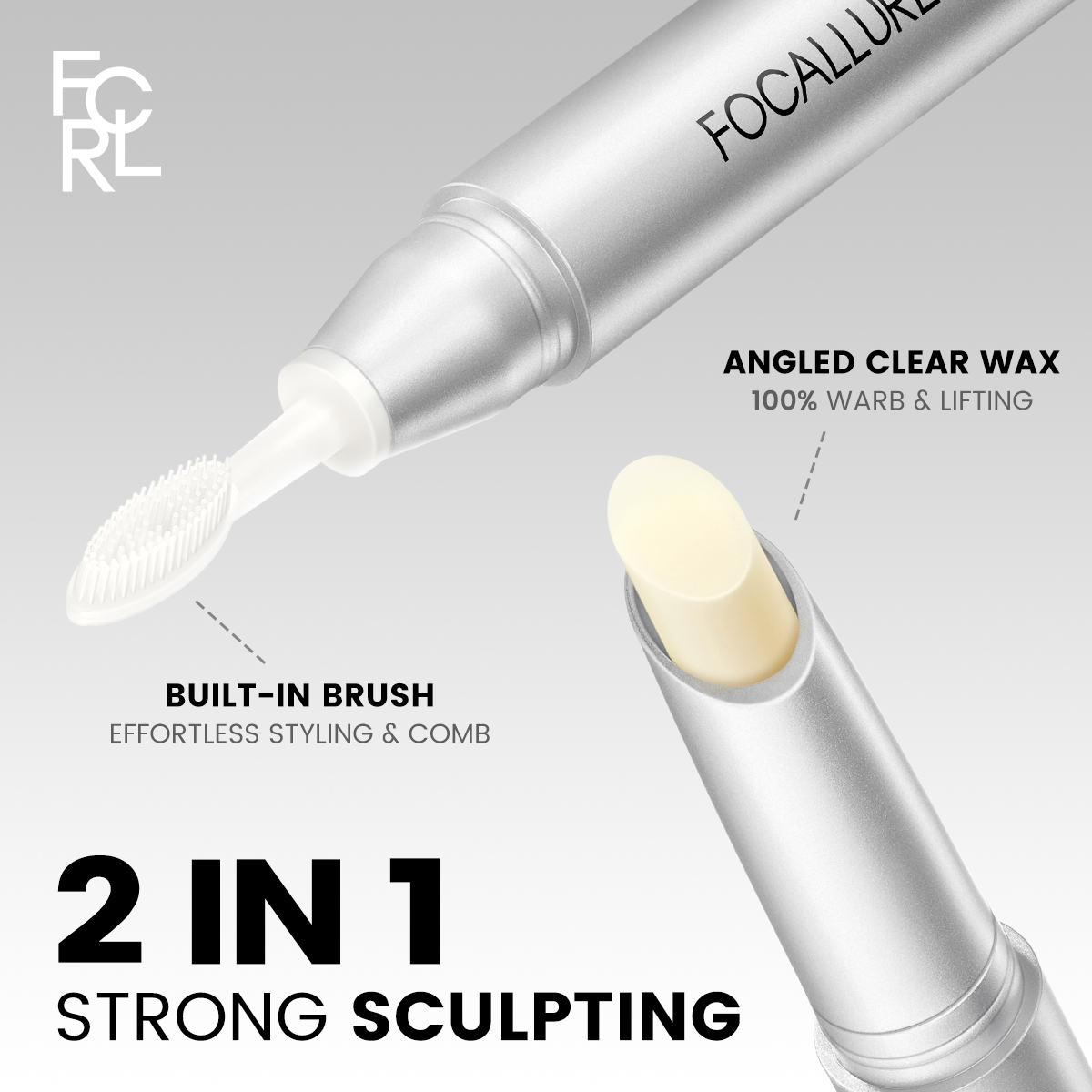 FOCALLURE Pro-set Lasting Waterproof Eyebrow Wax Pencil 2-in-1 Built-in ...