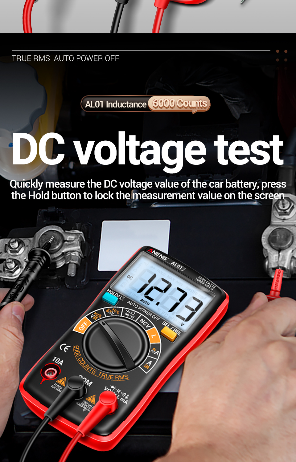 ANENG AL01 Digital multimeter True RMS NCV backlit screen 6000 Counts ...