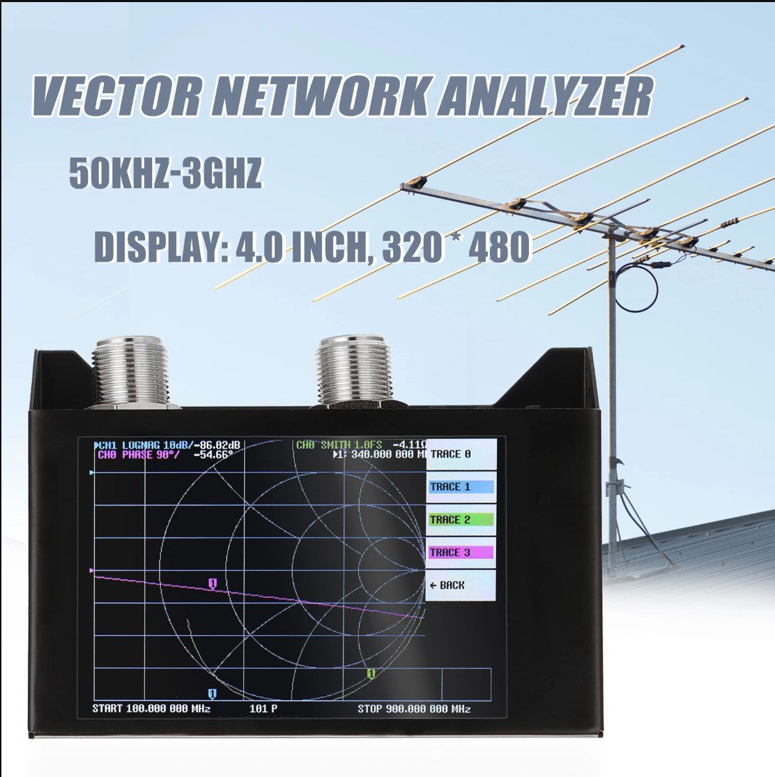 3G Vector Network Analyzer 4.0 Inch Touching Screen SAA-2N Nanovna V2 ...