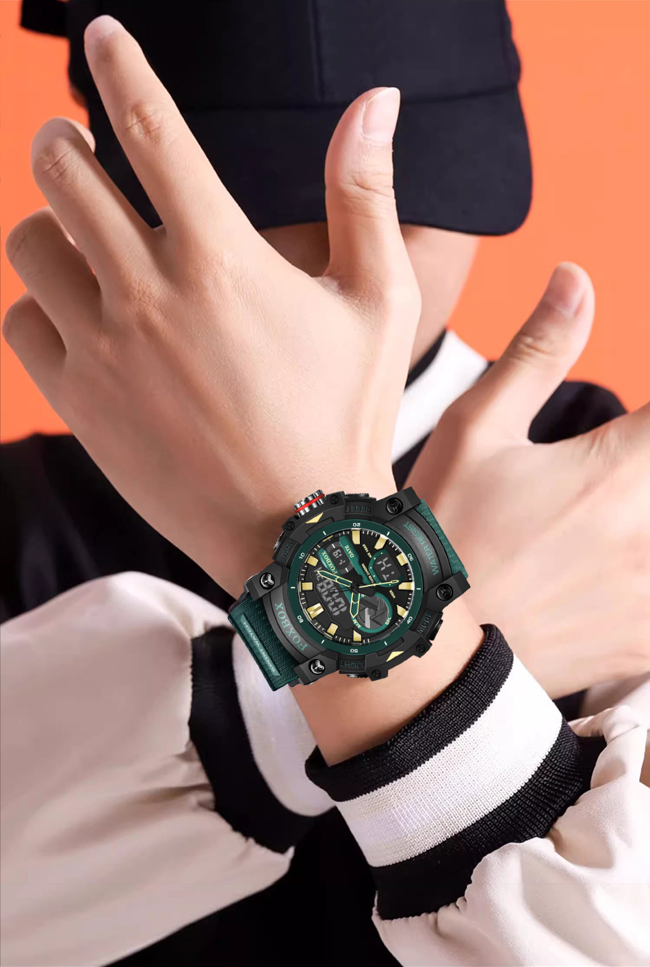 FOXBOX New Digital Watch Men 2.16inch Big Dial Dual Display Outdoors ...