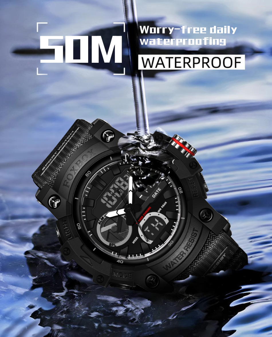 FOXBOX New Digital Watch Men 2.16inch Big Dial Dual Display Outdoors ...