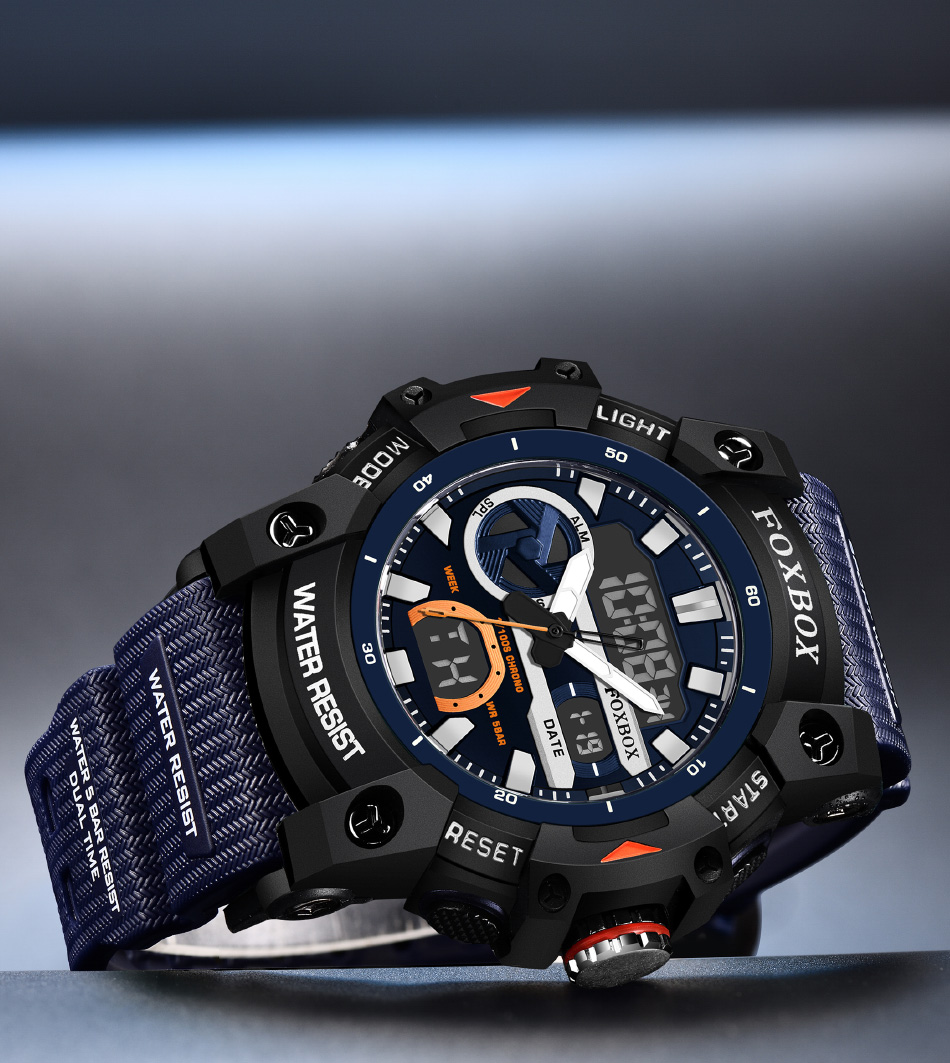 FOXBOX New Digital Watch Men 2.16inch Big Dial Dual Display Outdoors ...