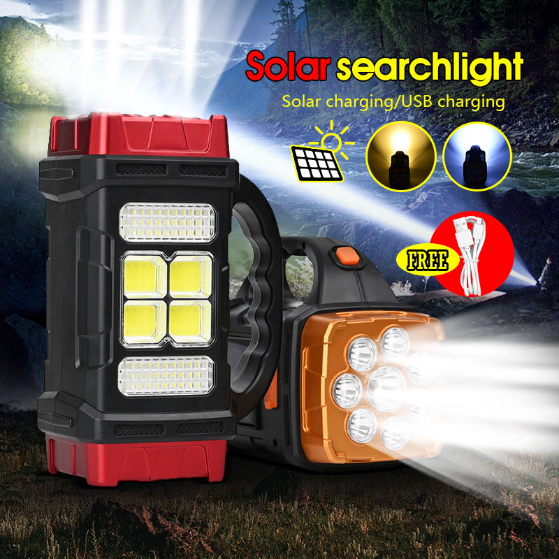 {cod} COB Solar Emergency Flashlight USB Rechargeable Camping Outdoor ...