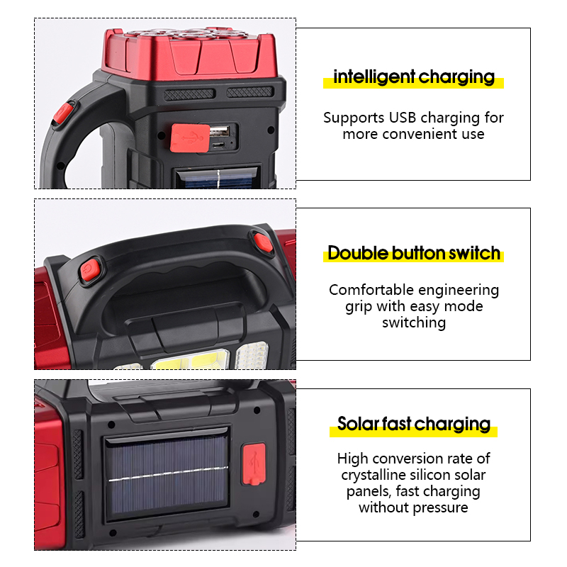 {cod} COB Solar Emergency Flashlight USB Rechargeable Camping Outdoor ...