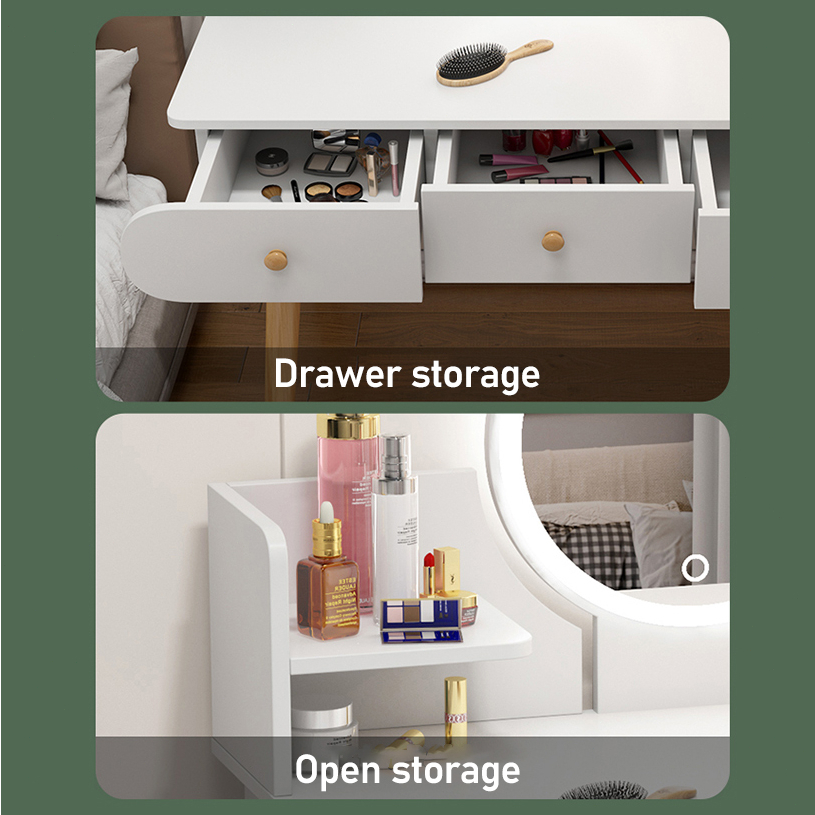 Makeup Table Dressing Table With Led Mirror Meja Solek With Drawer ...