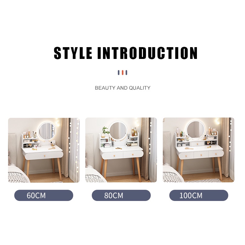 Dressing Table with LED Mirror meja makeup Meja Solek With Drawer ...
