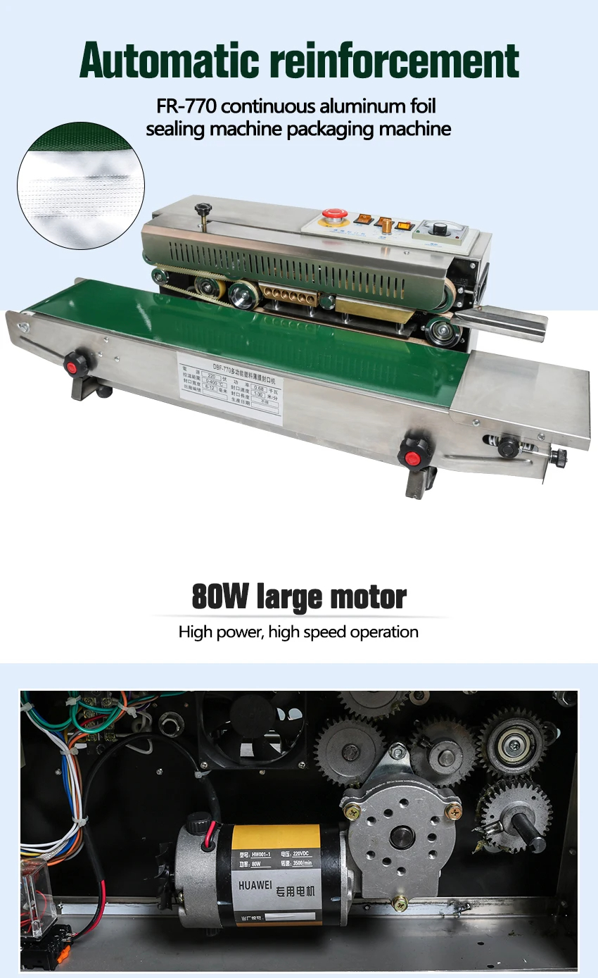 ZONESUN ZS-FR770 Continuous Band Sealing Machine Adjustable Temperature ...