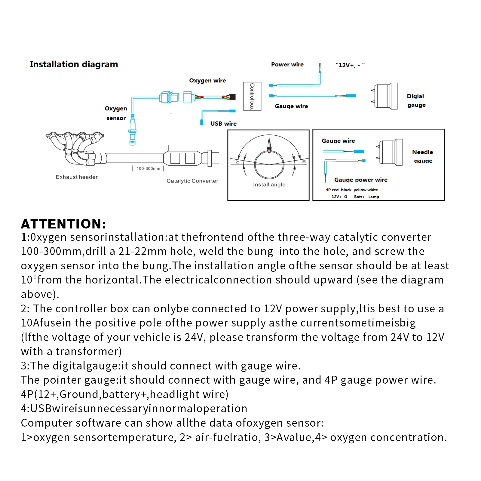 Air Fuel Ratio Gauge Ultra-Thin Round 52MM S-Serie LED Digital Display ...
