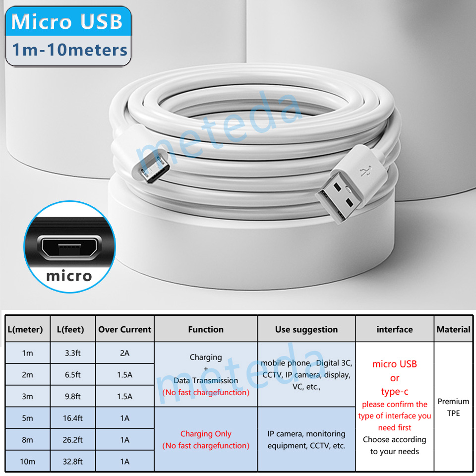 [Ready Stock] 1M 2M 3M 5M 8M 10M Long Usb Charging Cable Compatible ...