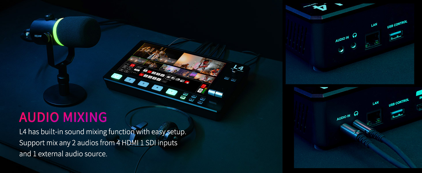 FEELWORLD L4 Multi camera Video Hybrid Switch 10.1-inch Touch Screen ...