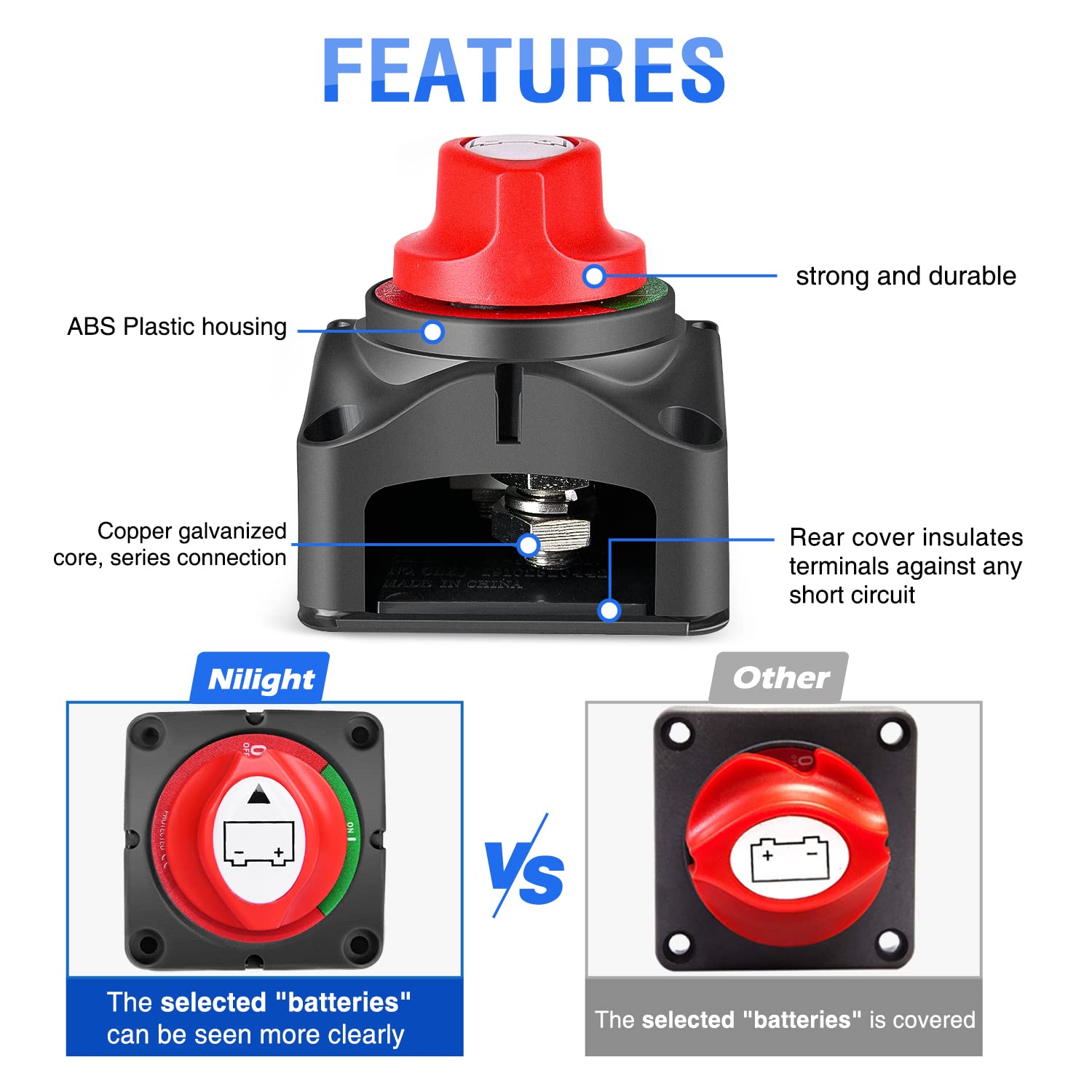 Battery Switch 12-48V Waterproof Heavy Duty Battery Power Cut Master ...