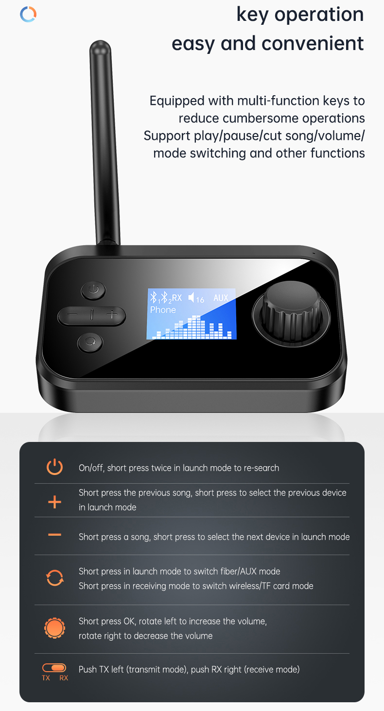 One to two dual Bluetooth adapter Bluetooth 5.1 audio transmitter ...