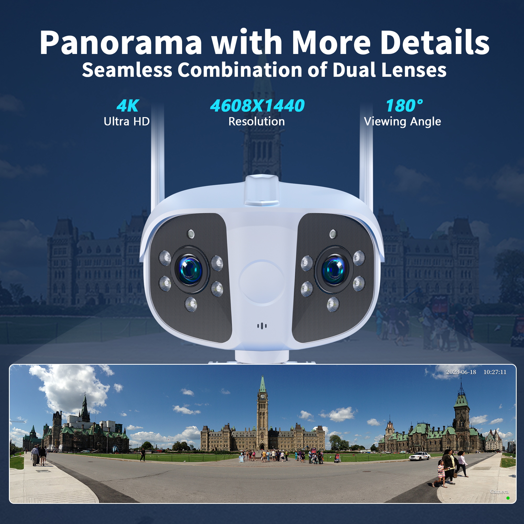 ANBIUX 180° Ultra-Wide Angle CCTV Wireless Outdoor Security Camera 8MP ...