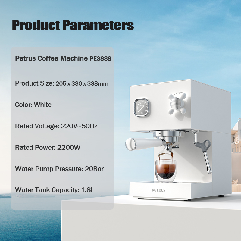 Petrus Espresso Coffee Machine Coffee Maker With Portafilter Steam Wand ...