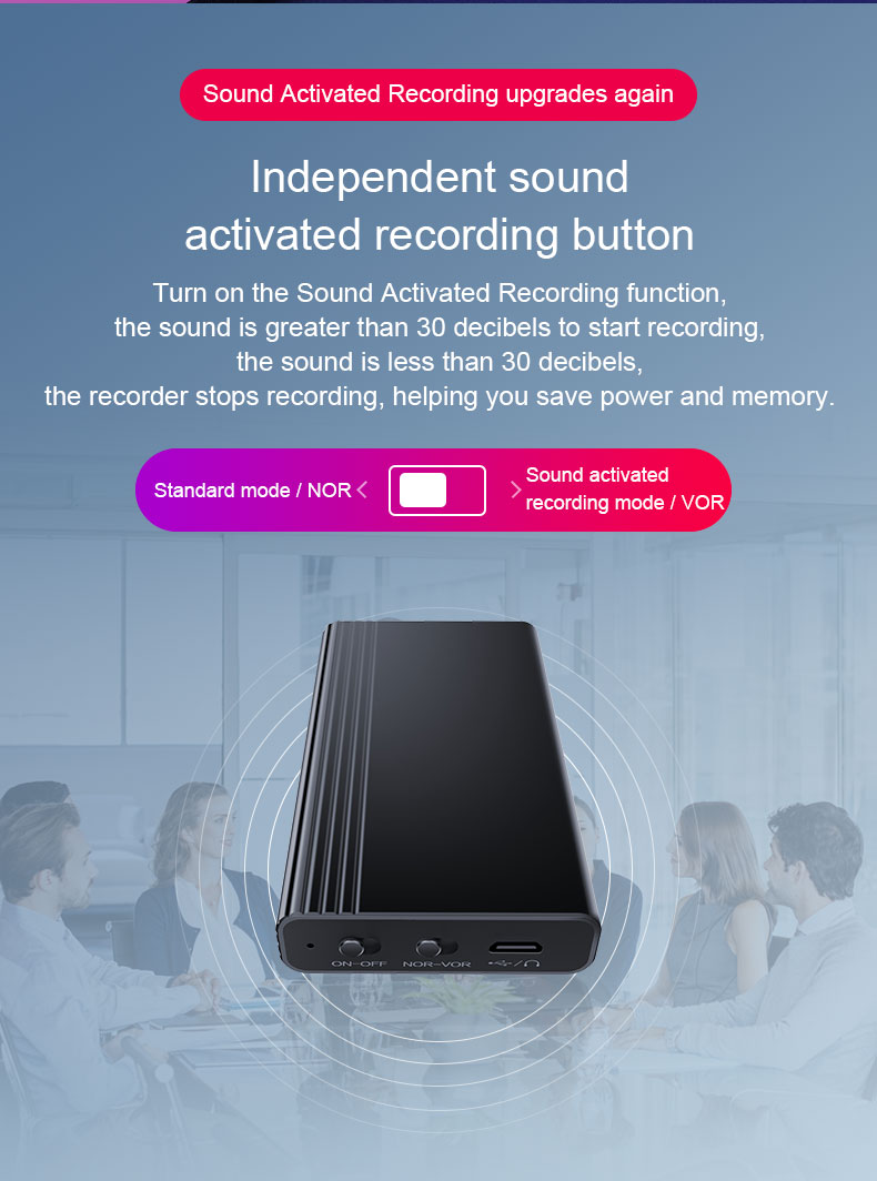 500 Hours Time Mini Voice Activated Recorder Built-in Magnet Spy Small ...