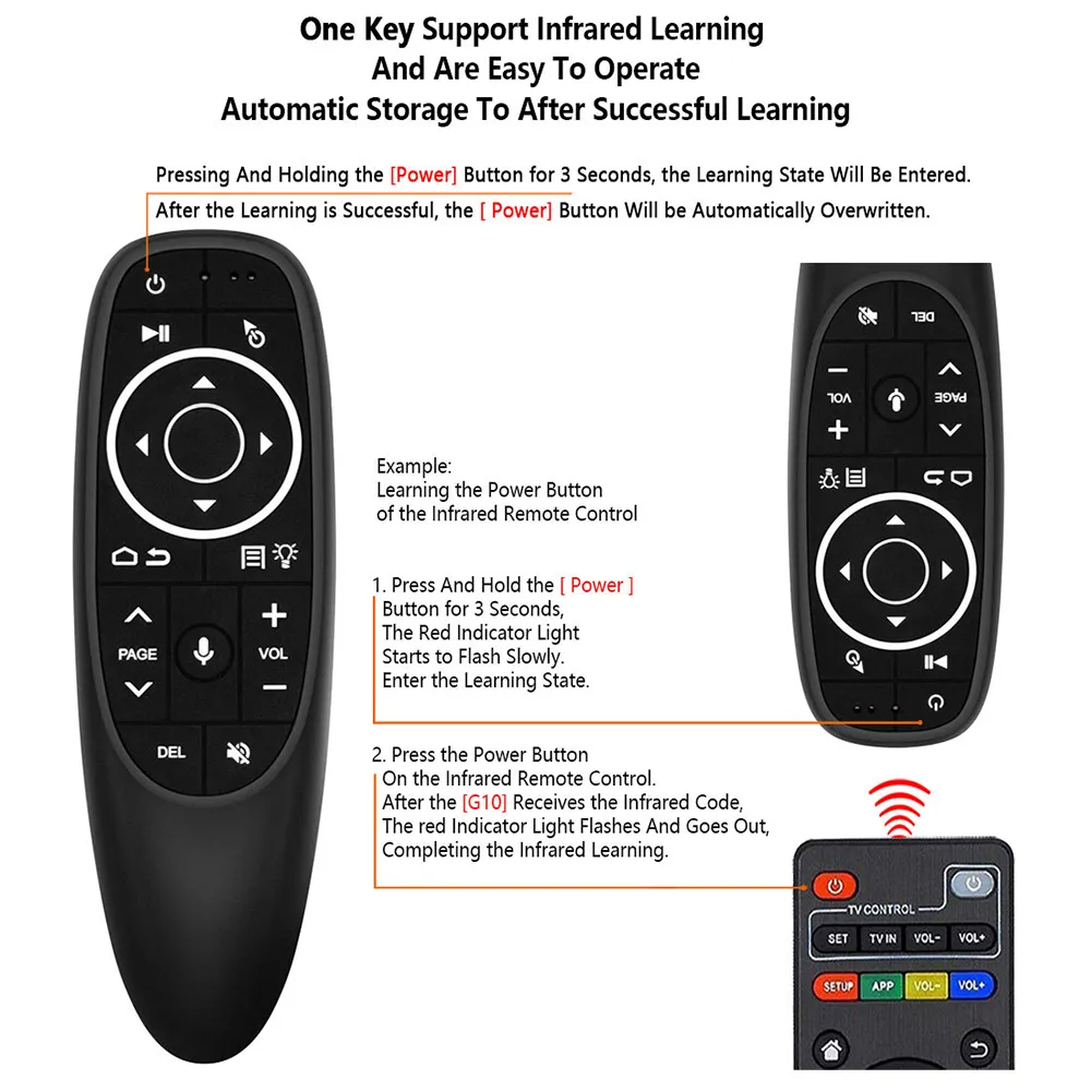 G10S/G10S Pro Air Mouse Voice Remote Control 2.4G Wireless IR Learning ...