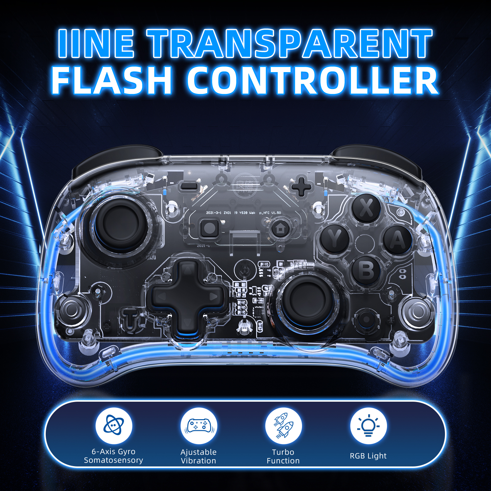 IINE Bluetooth Wireless Transparent Controller Wake up Function Game ...