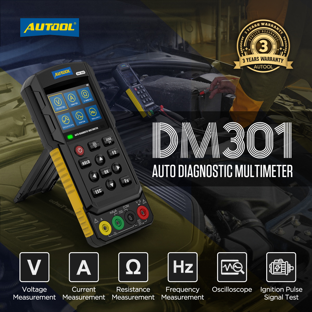 AUTOOL DM301 Automotive Diagnostic Multimeter Digital Multimeter DC/AC ...