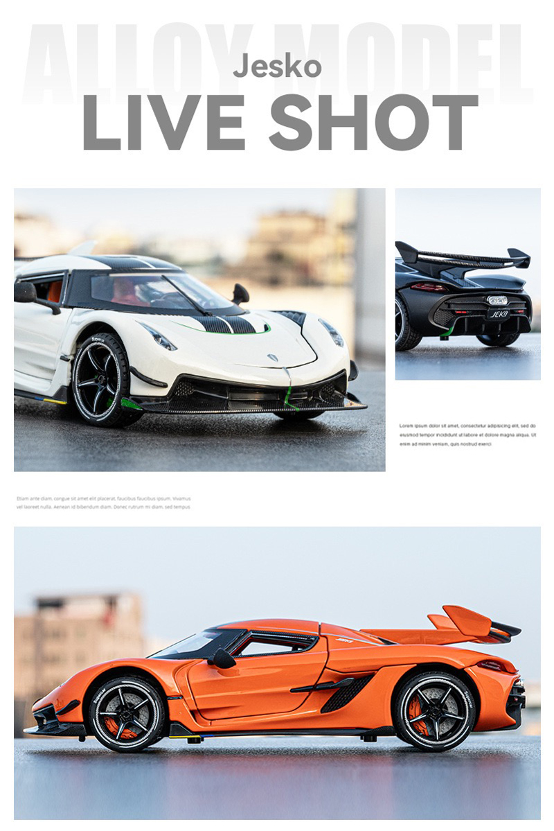 【RUM】1:24 Scale Koenigsegg Jesko Alloy Car Model Light & Sound Effect ...