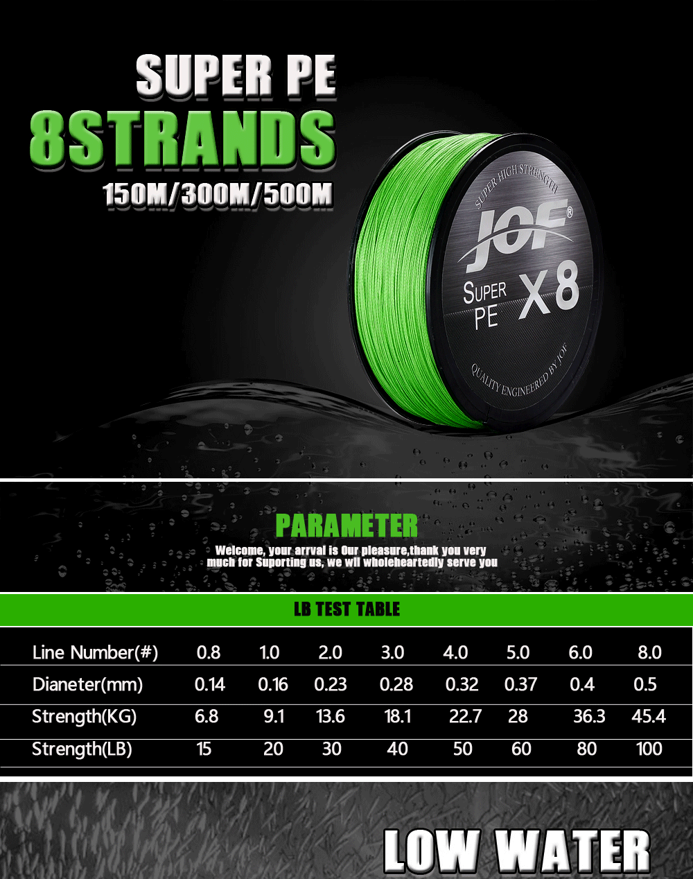 JOF 8 Strands Super PE Line with Performance Fibers High Specific ...