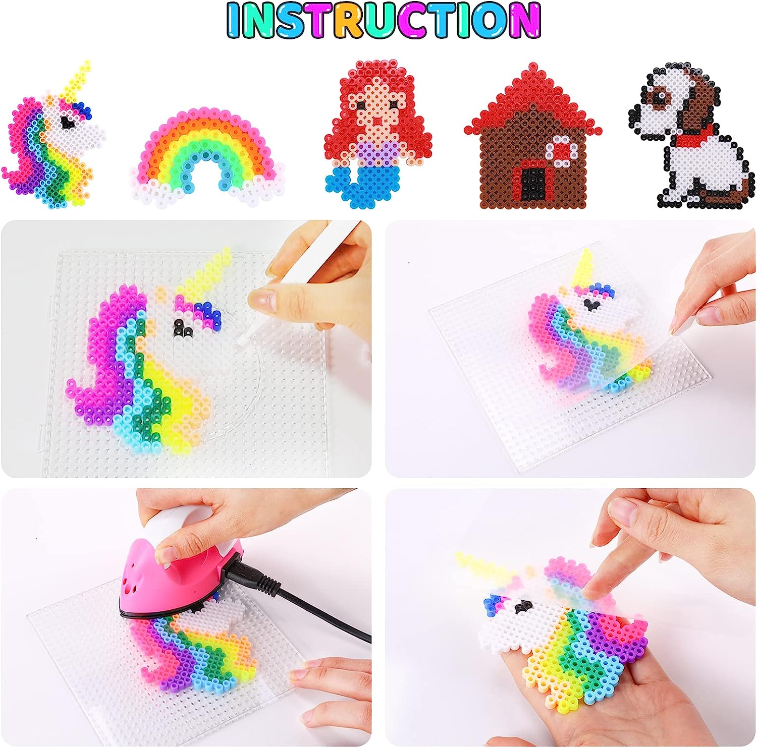 DIY Toy Fuse Beads Craft Kit 7000 PCs Kids Activity Gift Mainan Budak Perempuan Melty Fusion ...