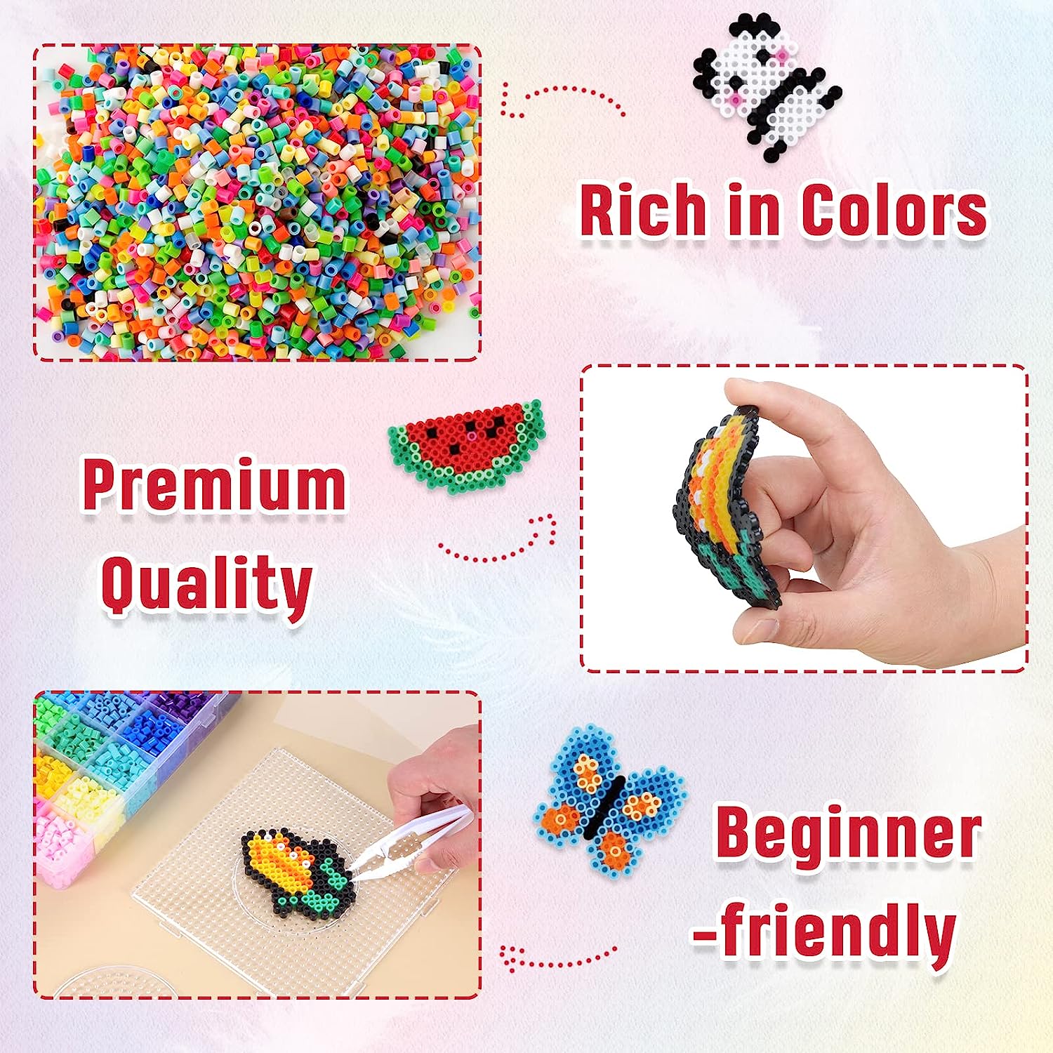 DIY Toy Fuse Beads Craft Kit 7000 PCs Kids Activity Gift Mainan Budak Perempuan Melty Fusion ...