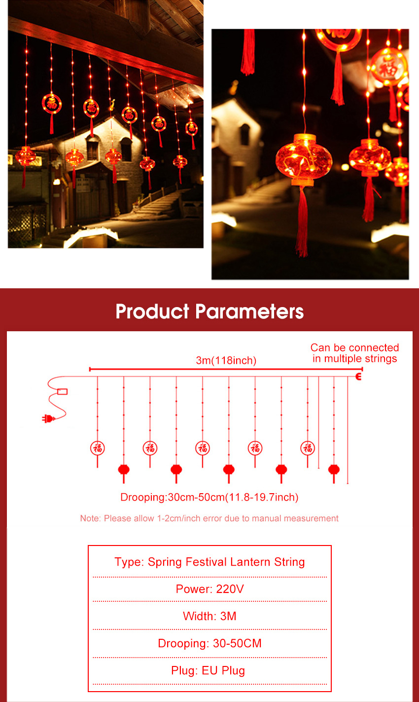 UZBOO Chinese LED Lantern New Year Decorations 2024 CNY Tanglung Cina ...