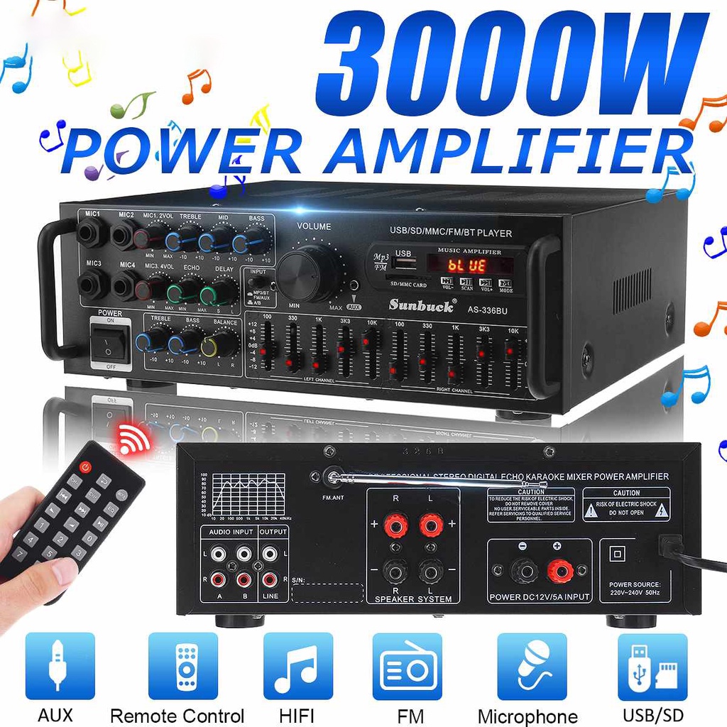 【Malaysia Spot Sale】3000W High Power Bluetooth Audio 2 Channel ...