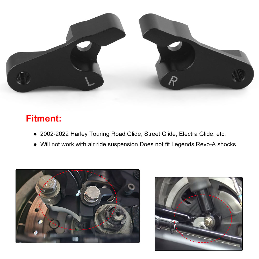 2 Inch Lowering Blocks Kit fits 2002-2023 Harley Davidson Touring Street Glide Rear Slam ...