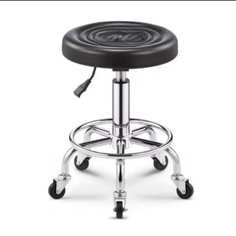 360 Swivel Round Stool Chair With Wheels Adjustable Height PU Bar Stool ...