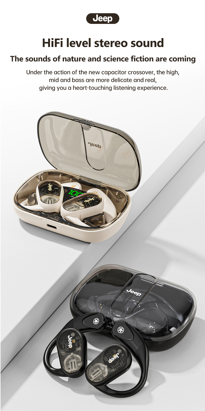 Jeep EC016 OWS Wireless Bluetooth 5.3 Earphone HD Calls Noise Canceling ...