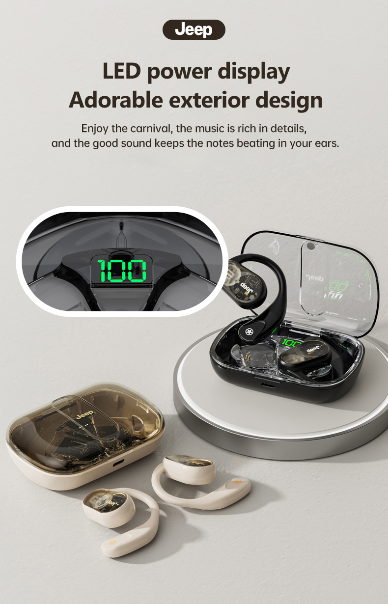 Jeep EC016 Open Ear Earphones Bluetooth 5.3 Wireless OWS HiFi Stereo ...