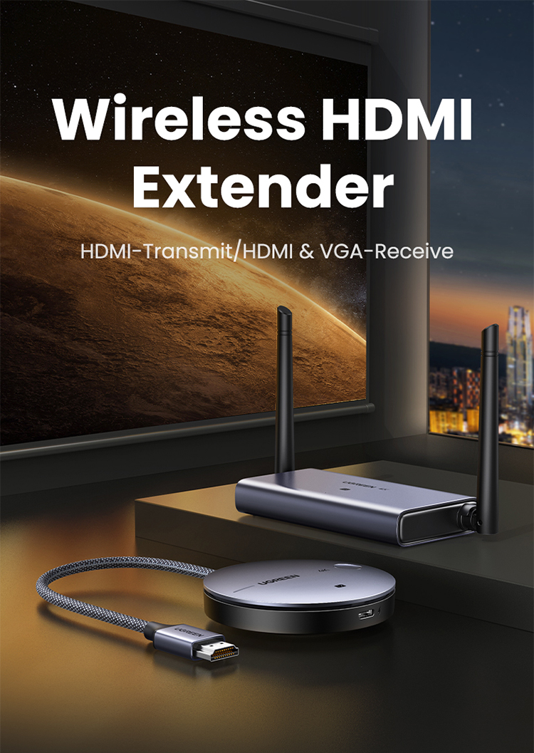 UGREEN 4K 30Hz Wireless HDMI Extender 2.4GHz+5GHz 50 Meters ...