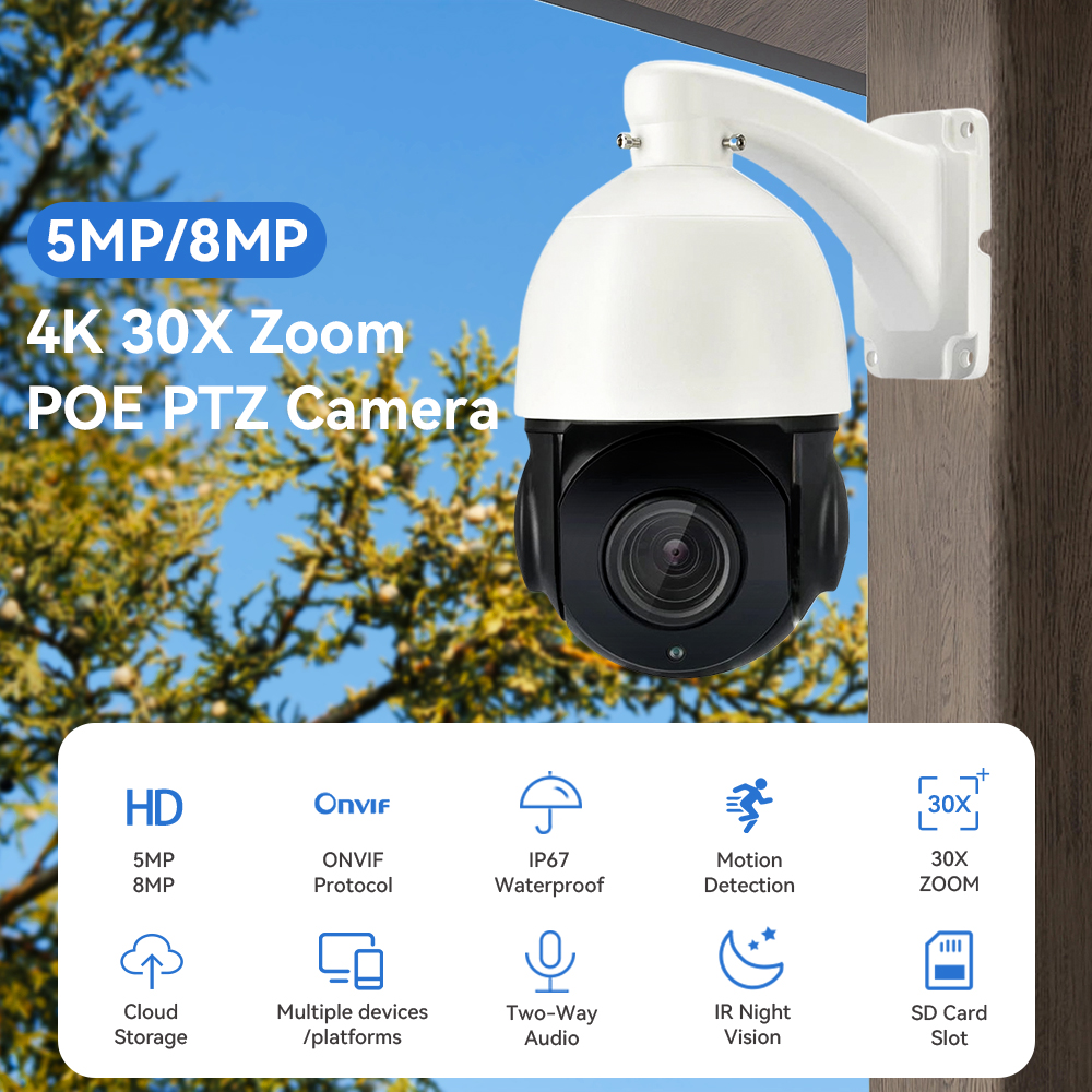 Hamorl PTZ 8MP 30X Zoom Speed Dome Two Way Audio CCTV Camera | Shopee ...