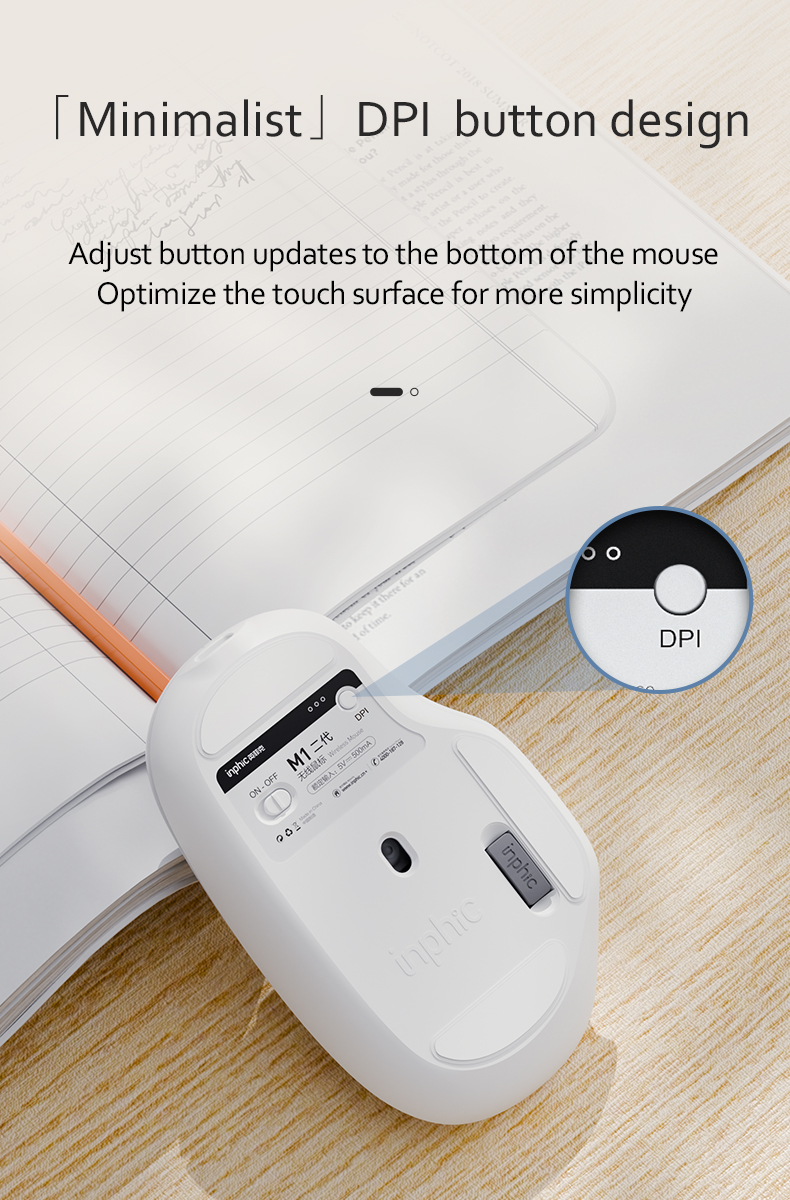 inphic M1 Wireless Mouse Rechargeable 2.4GHz Silent Mouse 1600DPI ...