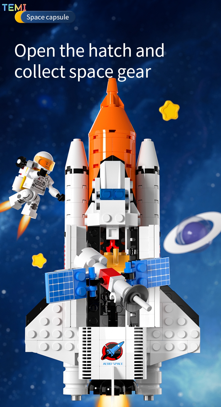 TEMI Space Shuttle Building Blocks for Boys Large Box Gift Aircraft ...