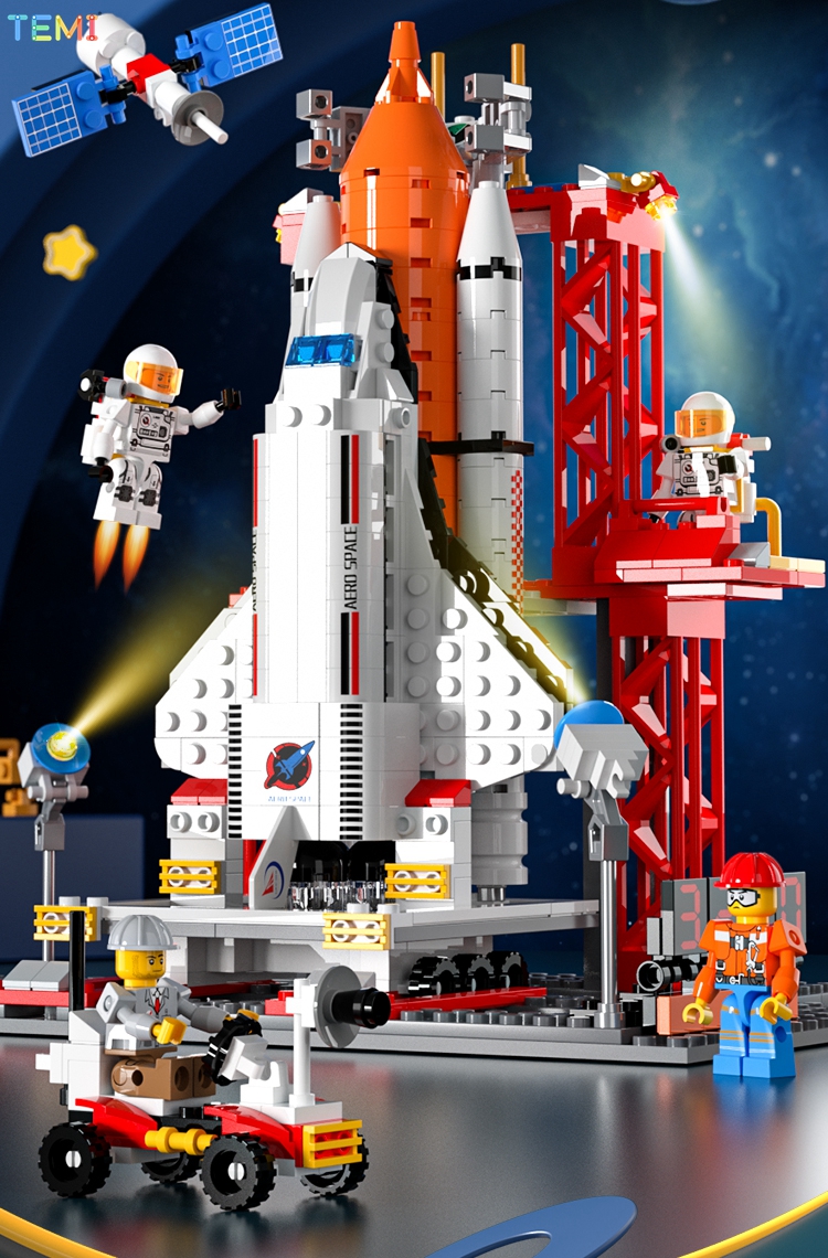 TEMI Space Shuttle Building Blocks for Boys Large Box Gift Aircraft ...