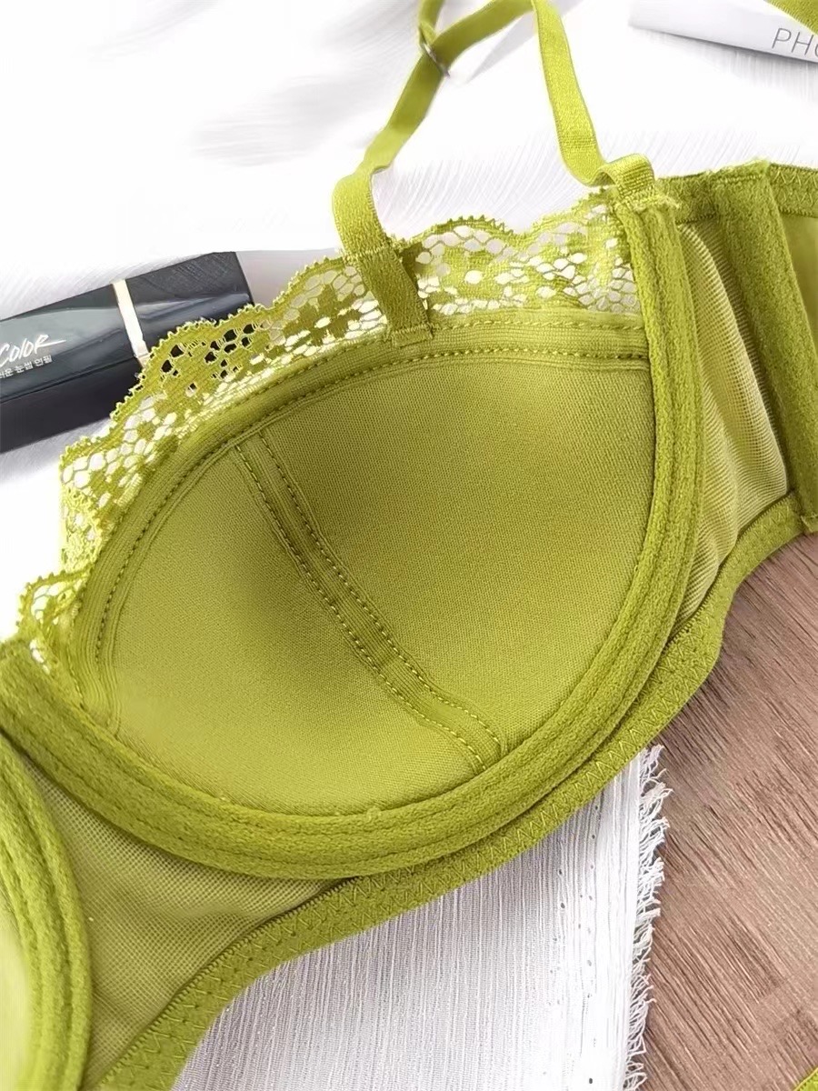 Kall's Blooms Green Half Cup Underwear Women Sexy Thin Pure Desire Bra ...