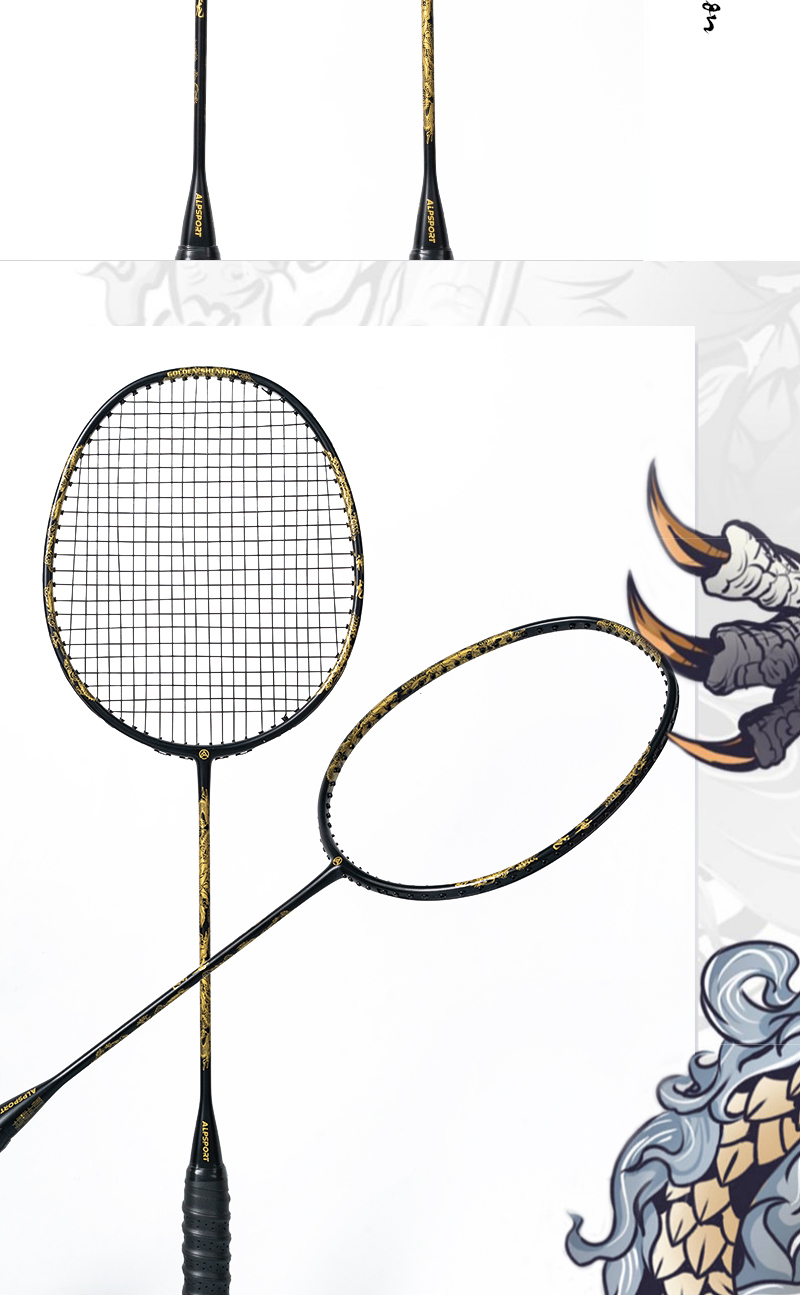 ALPSPORT DRAGON Advent 4U 26LBS Offensive Badminton Racket Single With ...