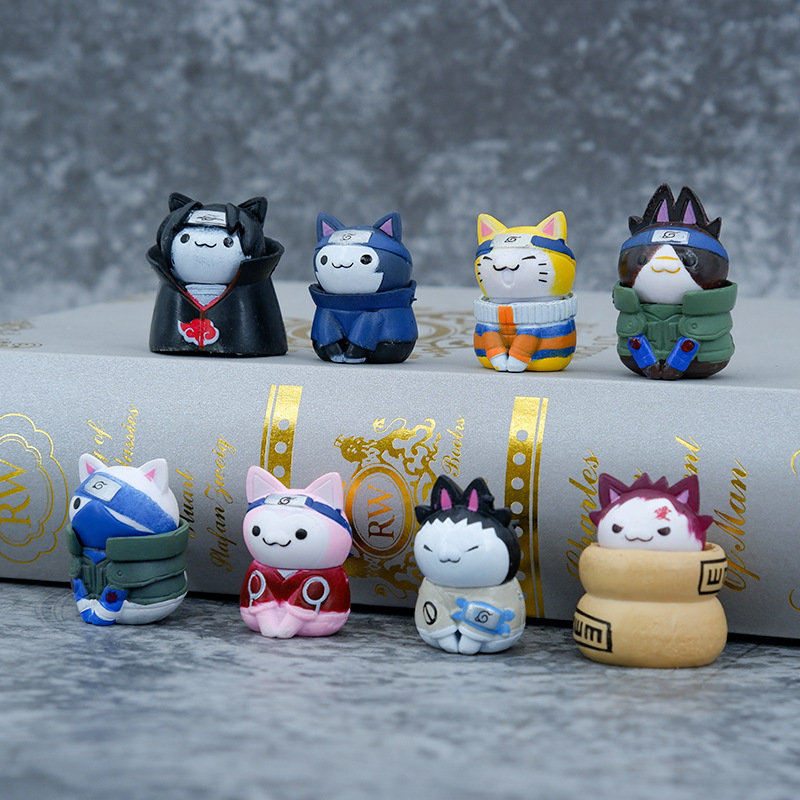 8Pcs/Set Small Size Anime Cat Naruto Action Figure Toy Cute Uzumaki ...